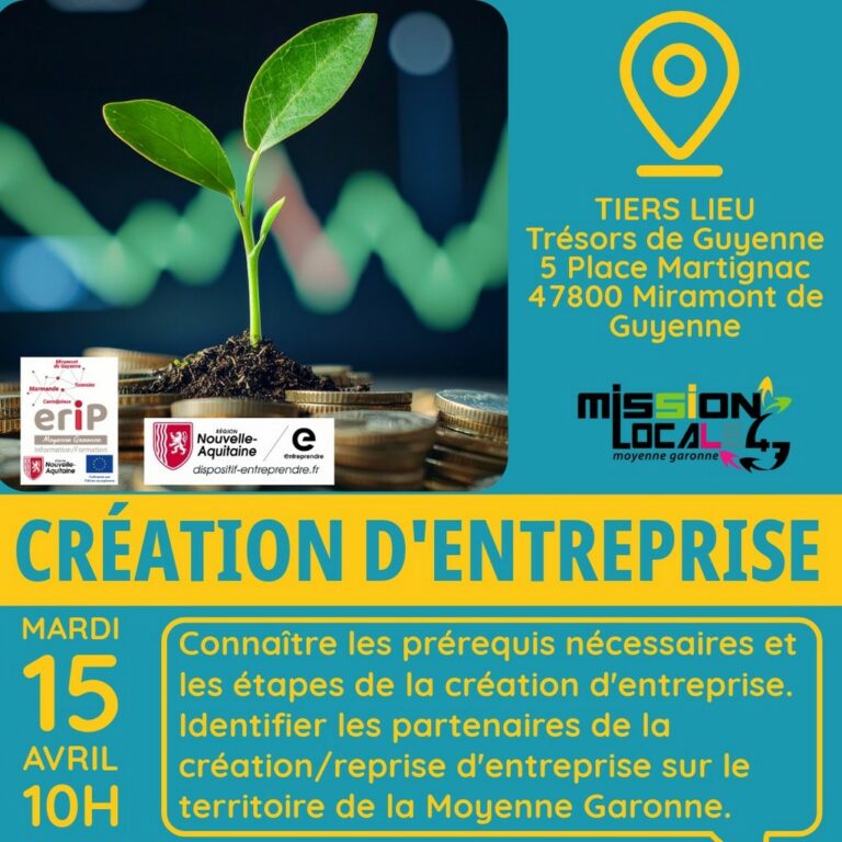 Info CCPL : un atelier sur la création d’entreprise à Miramont de ...